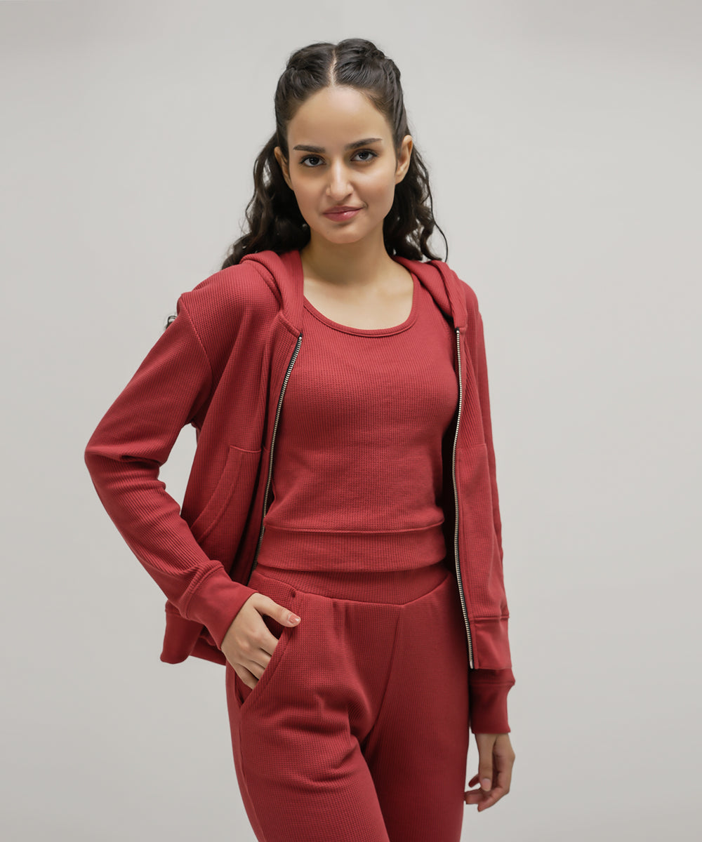 Womens Waffle Knit Hoodie Bandana